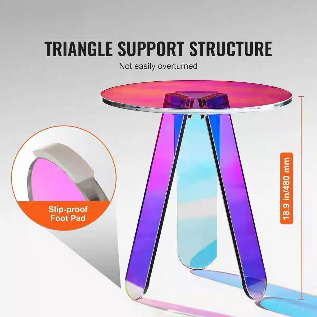 Iridescent Acrylic Side Table | Custom CNC PMMA Furniture – Beeplastic