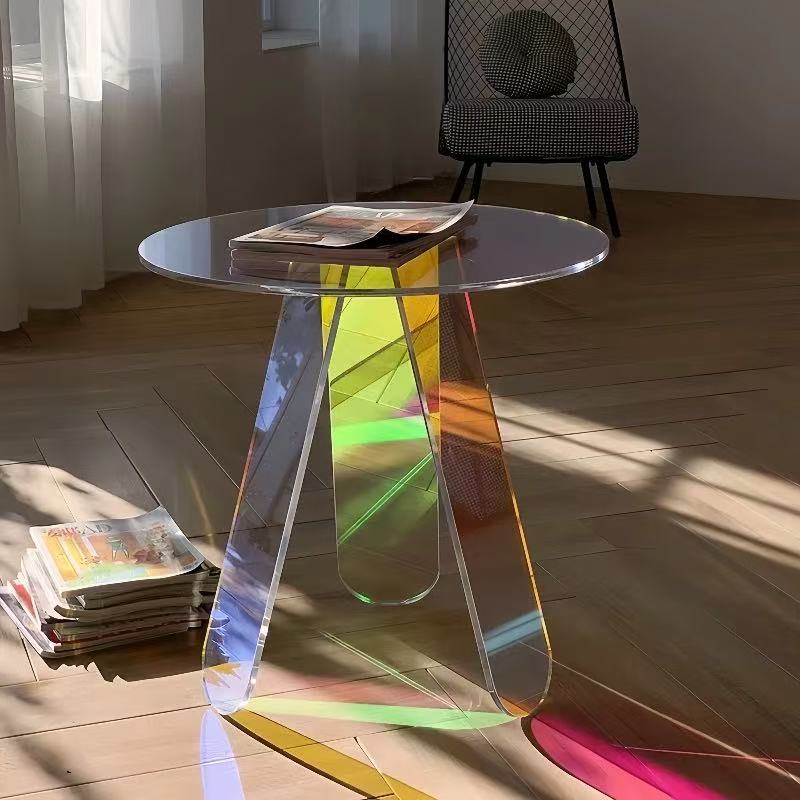 Iridescent Acrylic Side Table | Custom CNC PMMA Furniture – Beeplastic