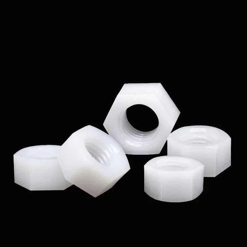 Nylon Hex Nuts M2–M20 | DIN934 Plastic Nuts Black & White – Beeplastic