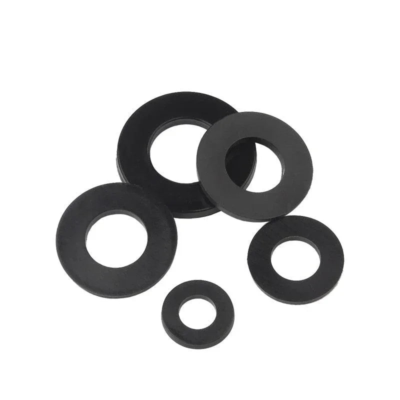 Nylon Flat Washer Set – M2 to M24, 0.5–3mm – Black & White – Beeplastic